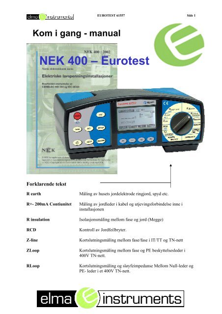NEK 400 – Eurotest 61557 - Elma Instruments