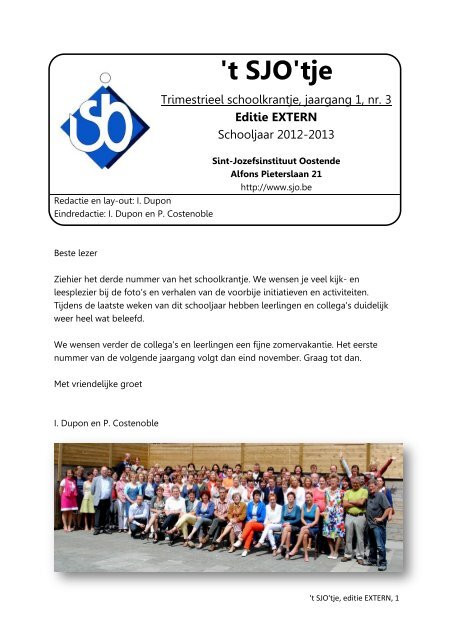 't SJO'tje, jaargang 1, nr. 3 - Sint-Jozefsinstituut Oostende