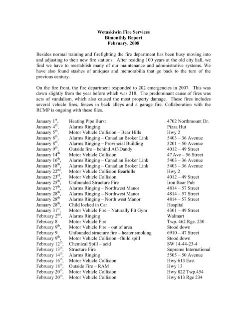 Wetaskiwin Fire Services - New Page 1