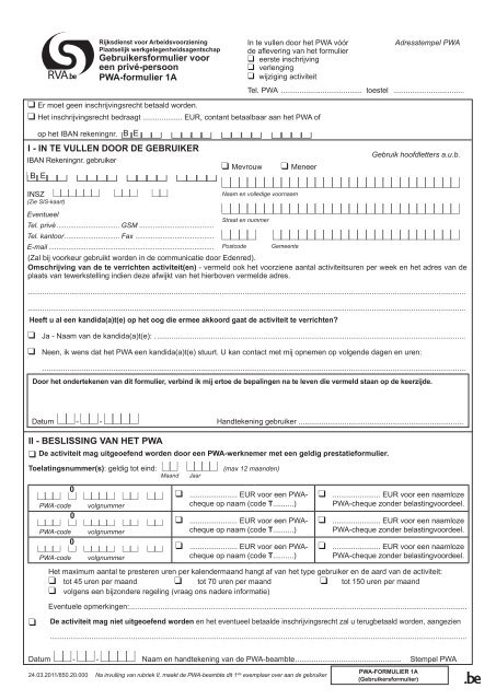 PWA 1A - Rijksdienst voor Arbeidsvoorziening