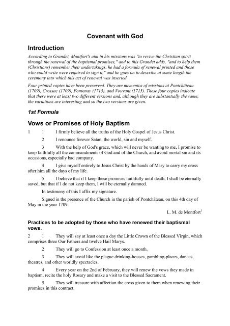 Vows and Promises of Holy Baptism - Montfort Spirituality