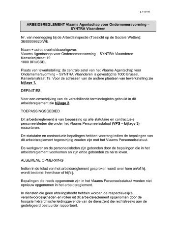 Arbeidsreglement VDAB - Bestuurszaken