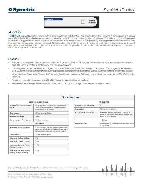 SymNet xControl - Symetrix