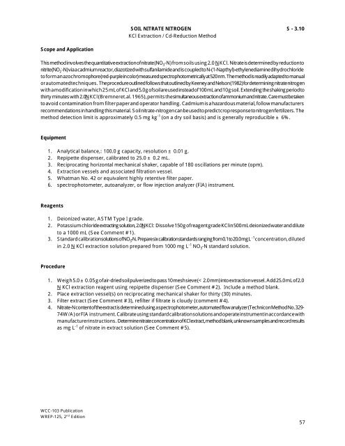 57 SOIL NITRATE NITROGEN S - 3.10 KCl Extraction / Cd - iSNAP