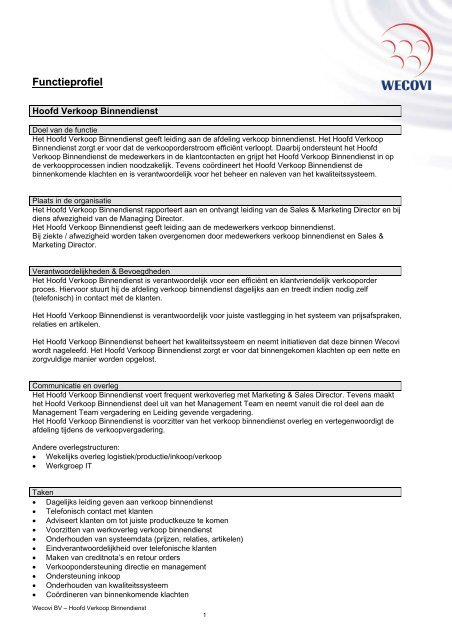Functieprofiel - Wecoline