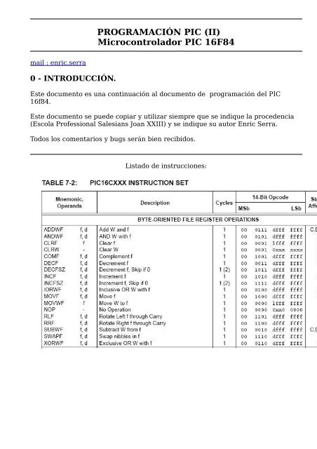 PROGRAMACIÓN PIC (II) Microcontrolador PIC 16F84 - Sputnik