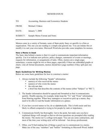 Sample Memo Formatted