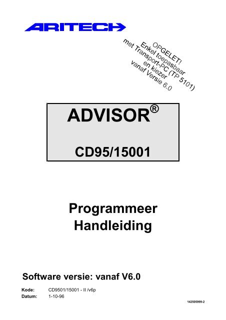 Programmeerhandleiding CD95/15001 - Steunpunt