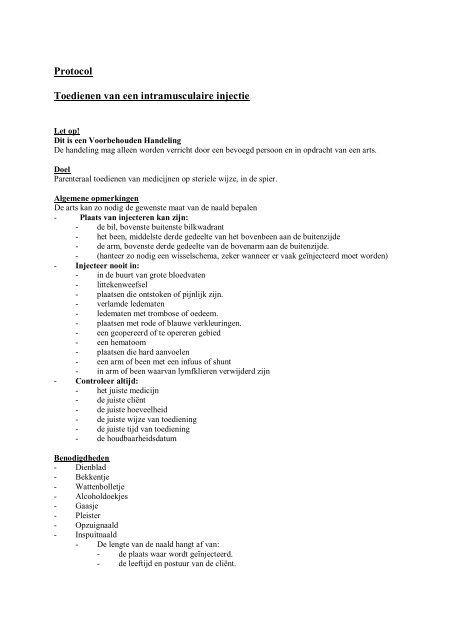intramusculaire injectie - Medisch-Verpleegkundige Protocollen