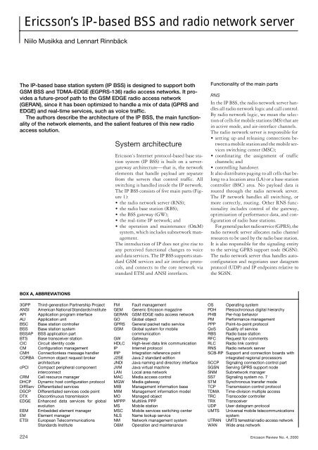 Ericsson’s IP-based BSS and radio network server