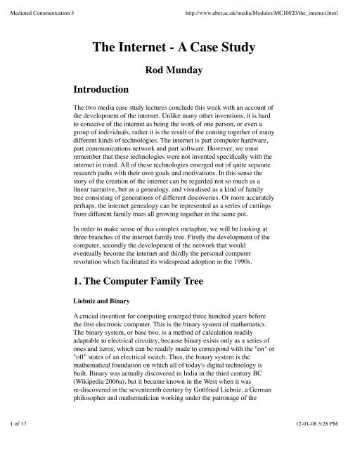 The Internet - A Case Study