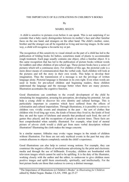 “The Importance of Illustrations in Children's Books ... - Mabel Segun