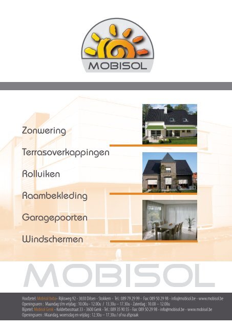 Zonwering Terrasoverkappingen Rolluiken Raambekleding - Mobisol