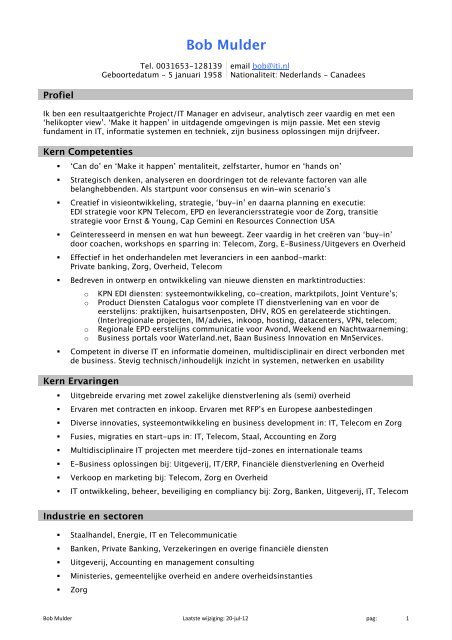 Bekijk Nederlandse profiel van Bob Mulder - ITI Creative Systems