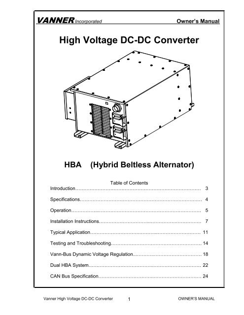 High Voltage DC-DC Converter - Vanner