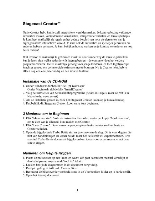 korte geschreven Nederlandstalige instructie - Groeien door Games