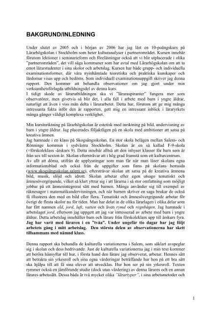 BAKGRUND/INLEDNING - Salems kommun