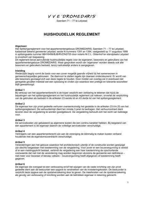 HUISHOUDELIJK REGLEMENT