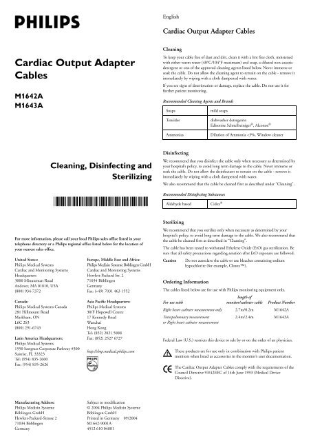 Philips Cardiac Output Cable Brochure - Davis Medical Electronics