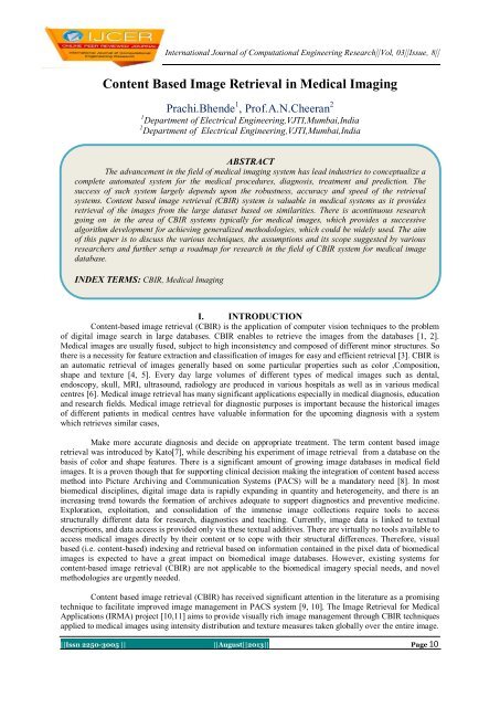 Content Based Image Retrieval in Medical Imaging