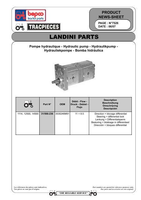 LANDINI PARTS - Bepco