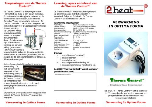 Folder Therma Control - De 2HEAT ThermaControl™ is een twee-in ...