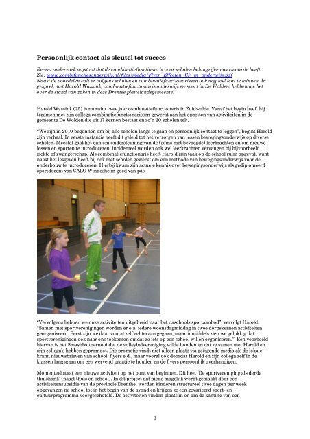 Persoonlijk contact als sleutel tot succes - Combifuncties Onderwijs