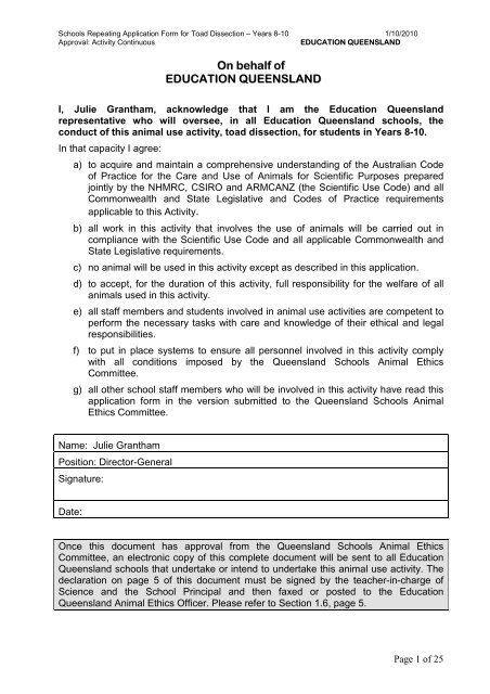 Toad Dissection for Years 8 to 10 - Education Queensland