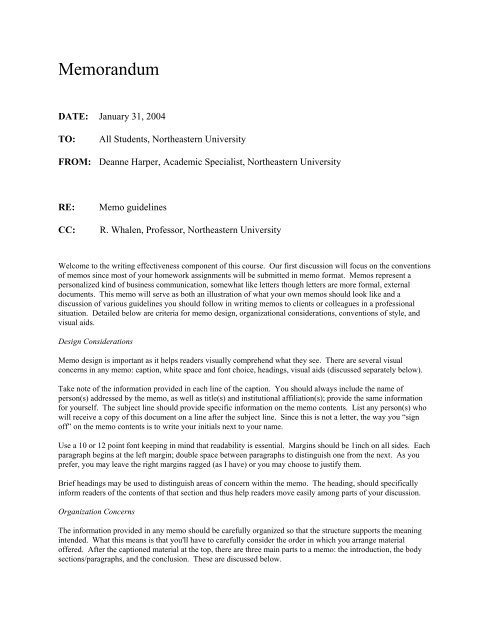 Memo Format - Northeastern University
