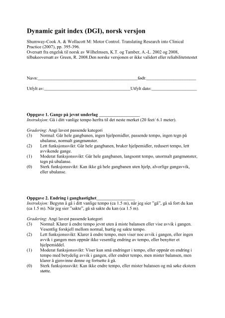 Til dynamic gait index