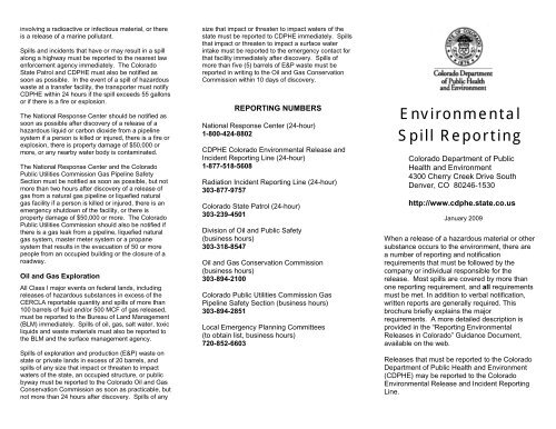 Environmental Spill Reporting Brochure - Colorado.gov