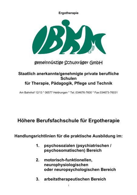 Höhere Berufsfachschule für Ergotherapie - IBKM