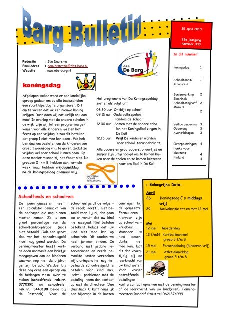 infobulletin april 2013 - OBS De Barg