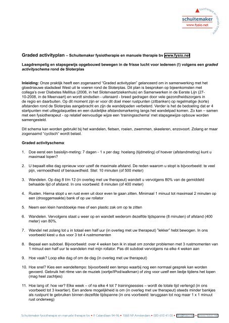 Graded activityschema Schuitemaker