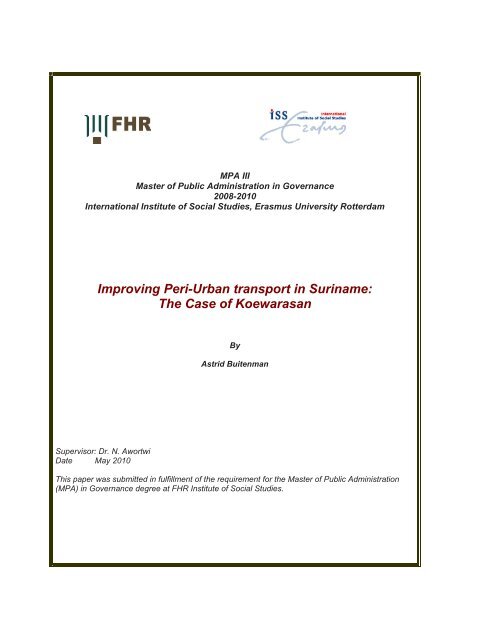 Improving Peri-Urban transport in Suriname - FHR Lim A Po Institute ...