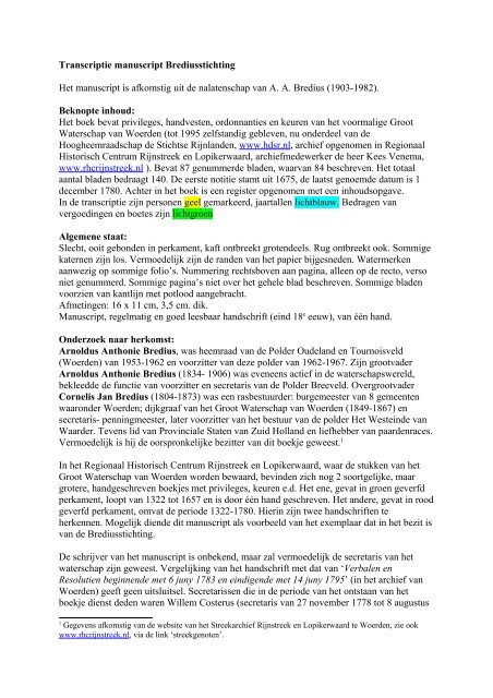 Transcriptie boekje Brediusstichting - Biblioserver.com