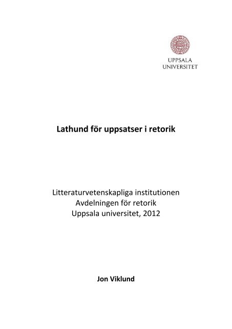 Lathund för uppsatser i retorik - Institutionen för litteraturvetenskap ...
