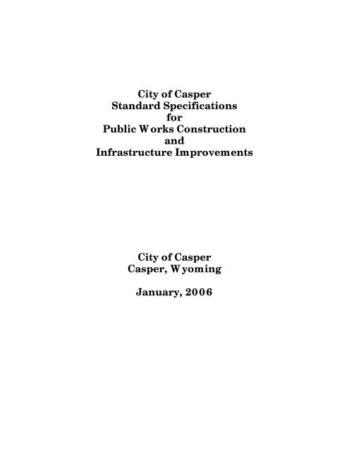 Public Works Standard Specifications For