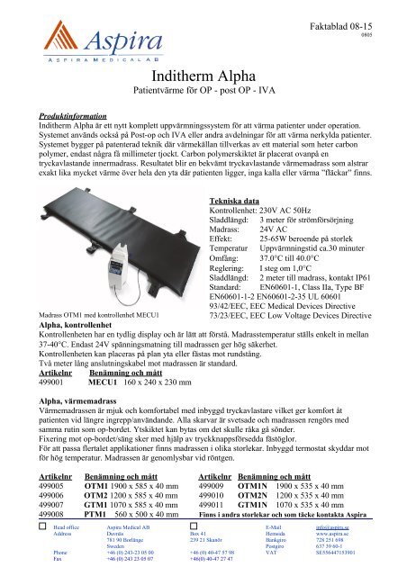 Inditherm Alpha - Aspira Medical AB