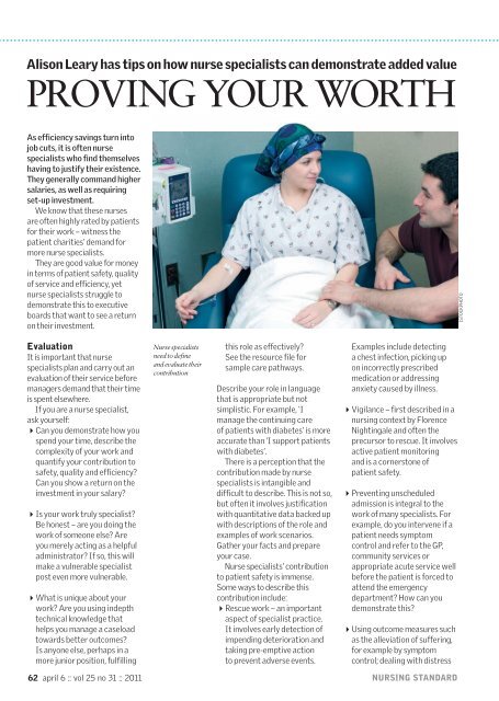 Proving your worth (CNS all specialisms) - Dr Alison Leary