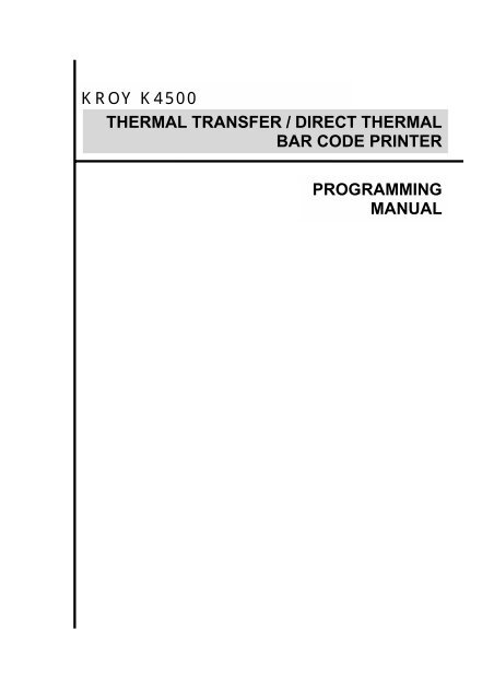 K4500 Programmer manual