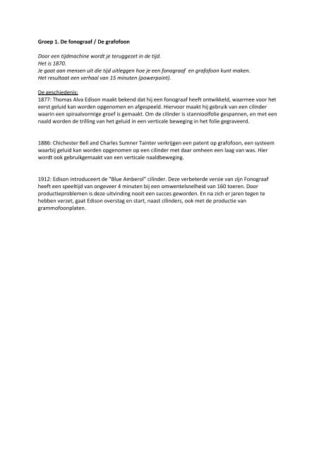 Geschiedenis geluidsdragers (Opdracht/Presentatie) - Introductie