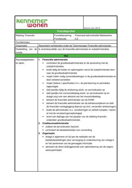 Functieprofiel - Kennemer Wonen
