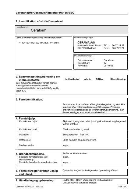 Leverandørbrugsanvisning efter 91/155/EØF
