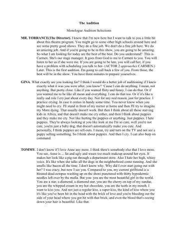 INTO THE WOODS AUDITION MONOLOGUES