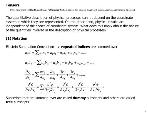 Tensors (pdf) - John Boccio