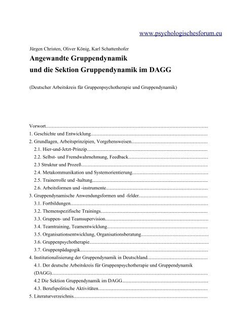 Angewandte Gruppendynamik und die Sektion Gruppendynamik im ...