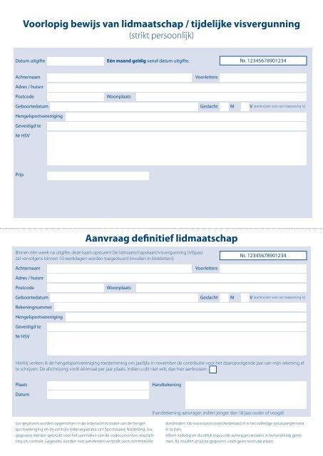 Voorlopig bewijs van lidmaatschap / tijdelijke visvergunning ...