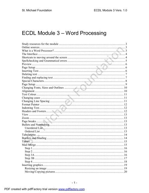 ECDL Module 3 – Word Processing - Ghalliem.net