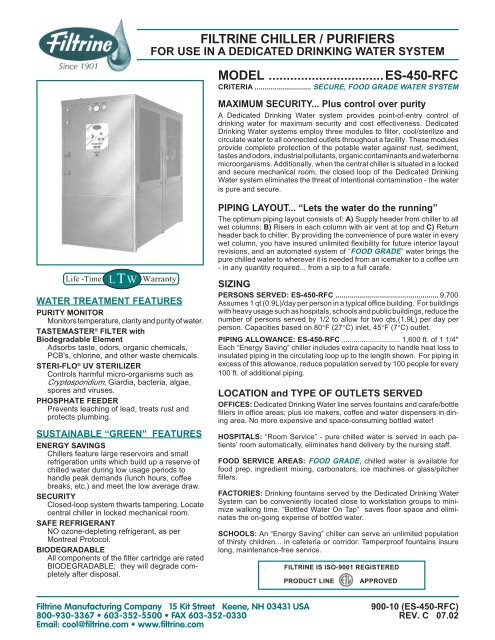 filtrine chiller / purifiers model ................................es ...